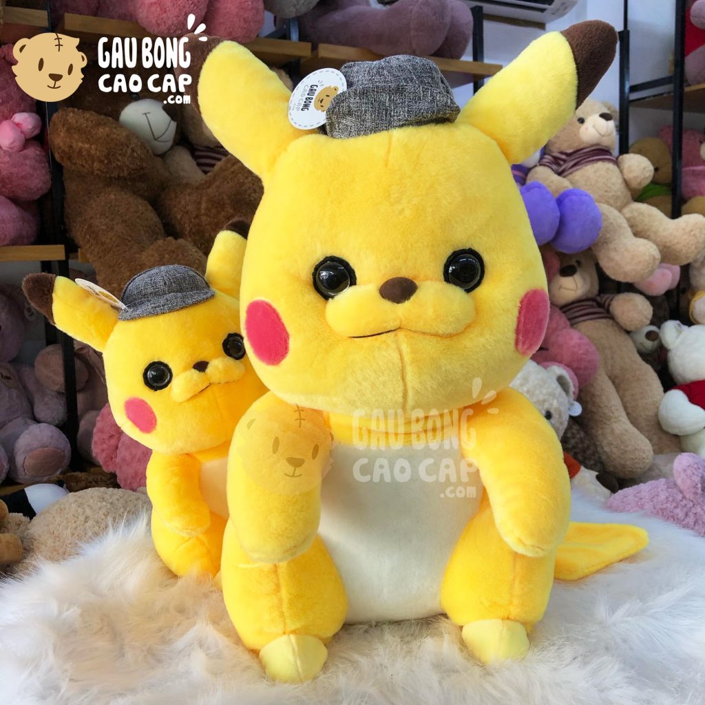 Gấu Bông Pikachu Đội Mũ Thám Tử Lông Mịn - Shop Pikachu - gaubongcaocap.com