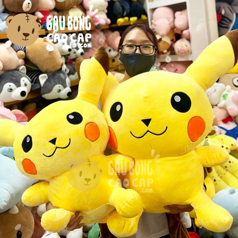Gấu Bông Pikachu lông mịn ngồi đầu To - Shop Pikachu - gaubongcaocap.com