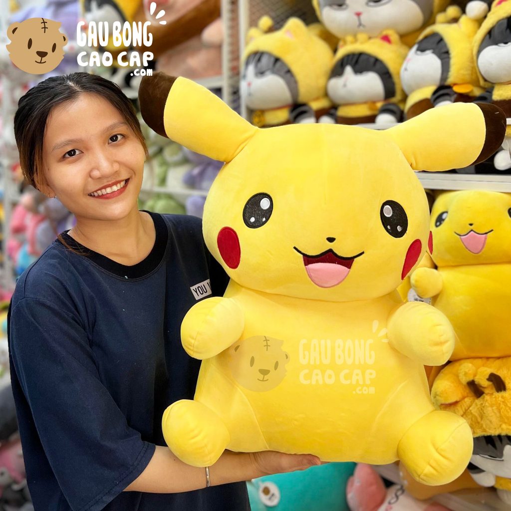 Gấu Bông Pikachu lông mịn ngồi cười lớn - Shop Pikachu - gaubongcaocap.com