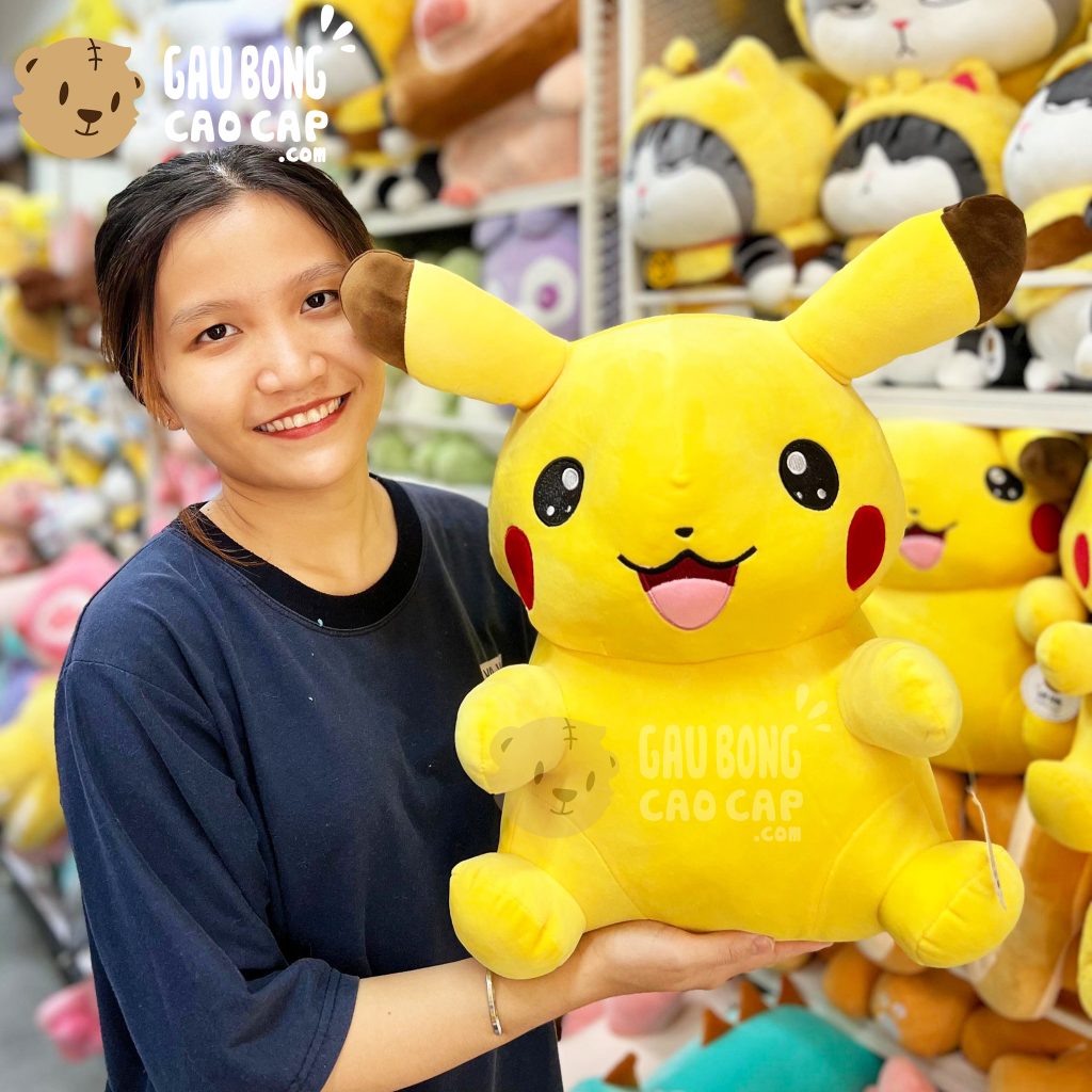 Gấu Bông Pikachu lông mịn ngồi cười lớn - Shop Pikachu - gaubongcaocap.com