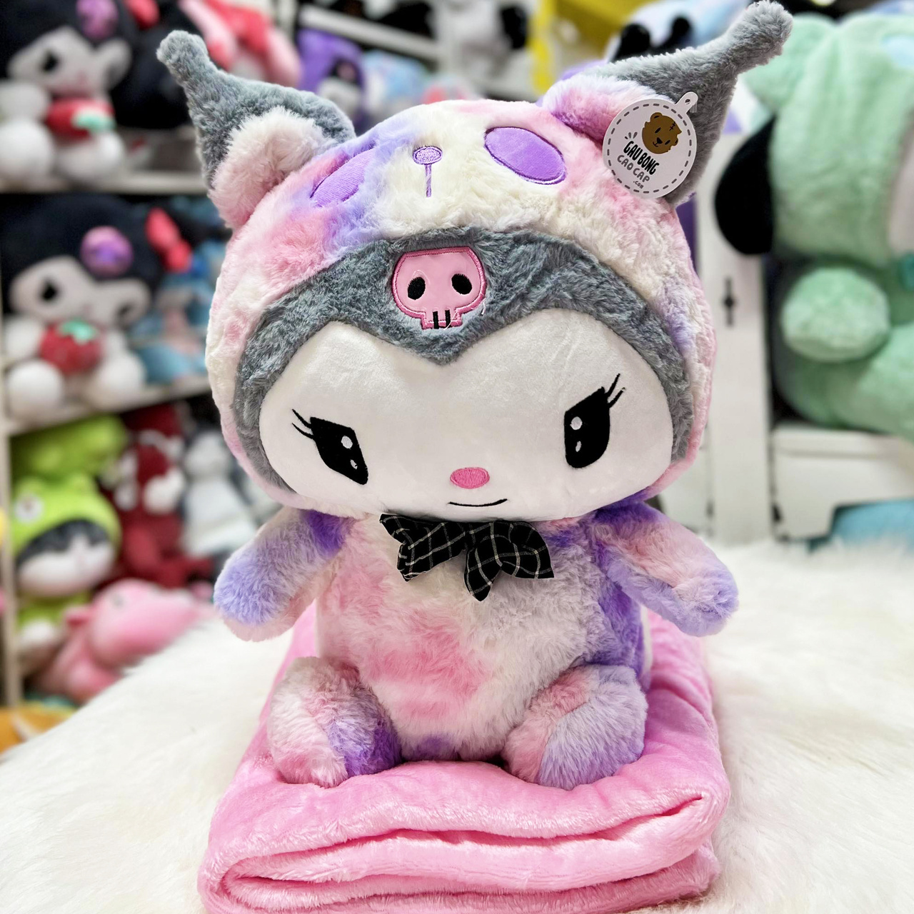 Gấu Bông Kuromi màu Galaxy Tím có mền 2in1 - Shop Thỏ Bông Kuromi - gaubongcaocap.com