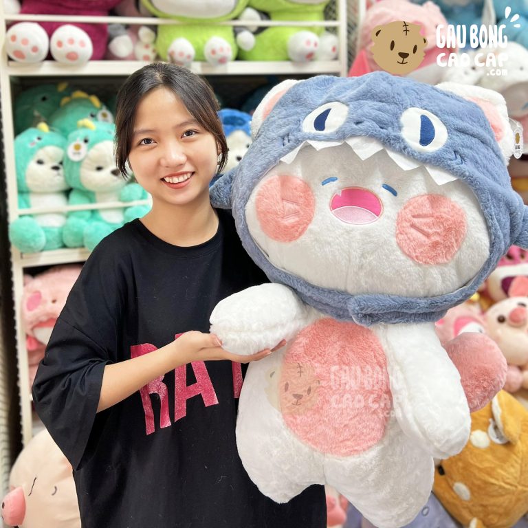 Mèo Bông DuDu trắng cosplay Cá Mập - Shop Mèo Bông - gaubongcaocap.com