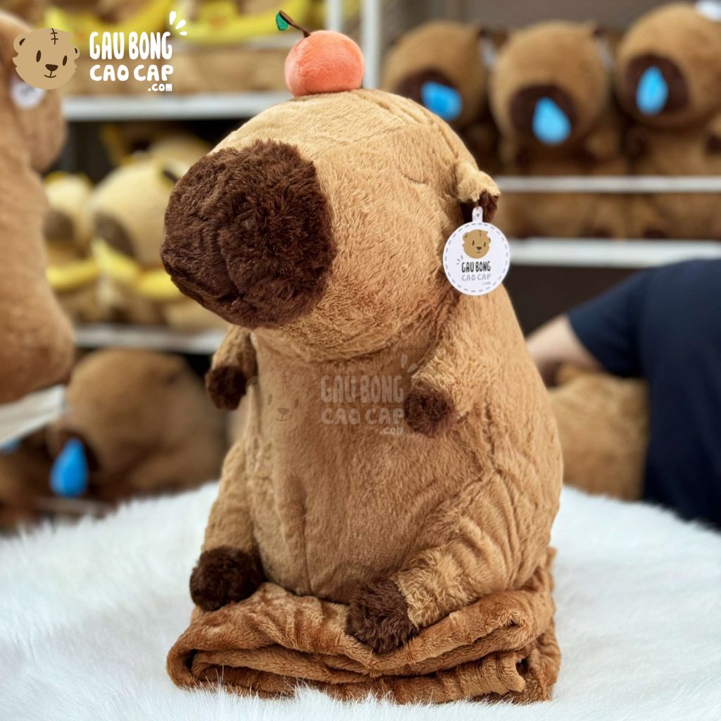 Gối mền 2in1 Gấu Bông Capybara đội trái cam - Shop Gối Mền 2in1 - gaubongcaocap.com